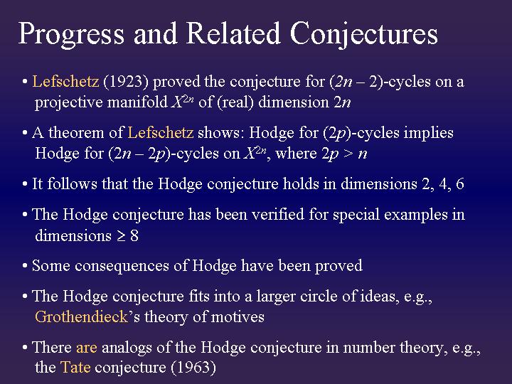 Progress/Other Conjectures